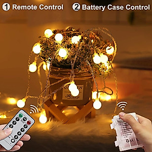 YOYONACY Battery Operated String Lights Bedroom - 52FT 2 Pack 120 LED Powered String Lights Waterproof 8 Modes with Remote and Timer for Indoor Outdoor Wedding Decor Camping, Warm White