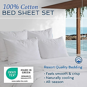 Hotel Sheets Direct 100% Cotton Sheets, Percale Sheets, Certified Made in Green, Cooling Hotel Sheets, Breathable & Crisp Bed Sheets, Deep Pocket 4 Pc Grey Sheets Set (Queen)