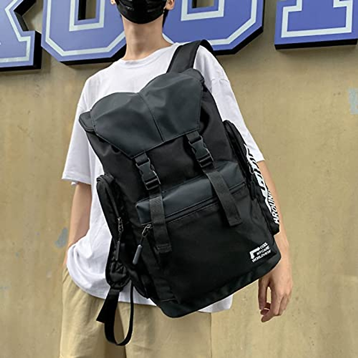 Verdancy Kawaii Backpack for Teen Girls Boys Aesthetic Bookbag Schoolbag Daypack Casual Bag for School College (Black)