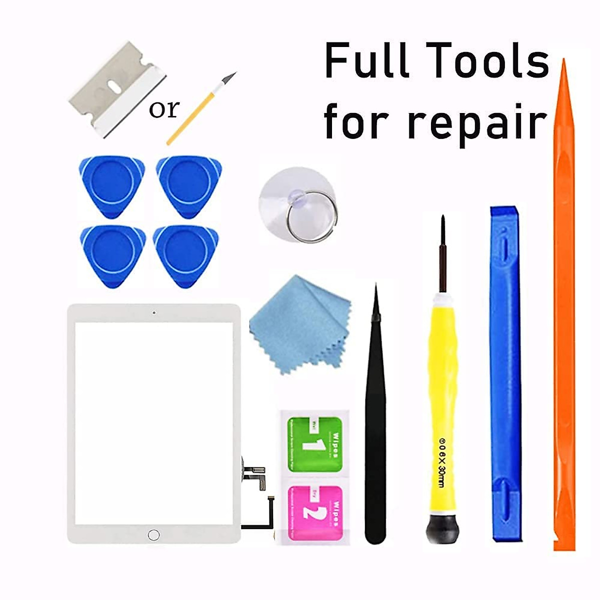 JPUNG for iPad Air 1st Generation Screen Replacement Touch Glass Digitizer, Only for A1474 A1475 A1476 Air 1st Gen, with Home Button, Full Repair Kit(Video Guide)