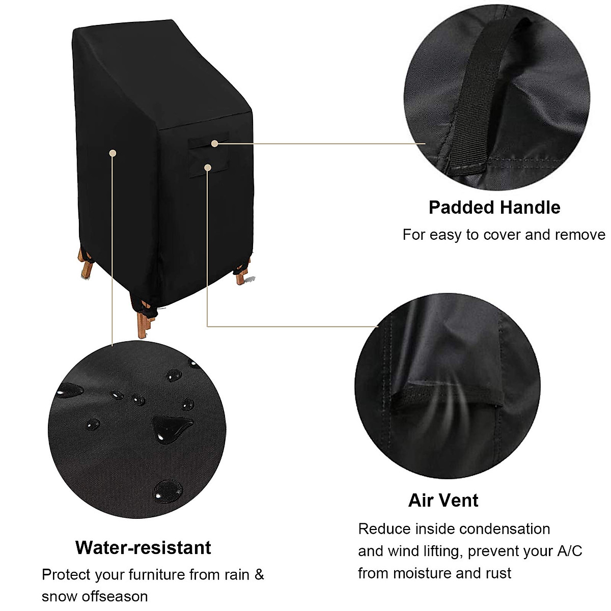 WOMACO Stackable Patio Chair Cover Waterproof Outdoor Stacking High Back Chair Cover Water Resistant Outside Furniture Tall Chair Protector (Stacking Chair - 27"Lx35"Wx41"H(2 Pack))