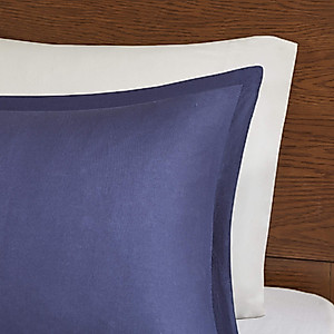 Urban Habitat Kids 100% Cotton Comforter Set-Fun Print and Vibrant Color Modern Design All Season Cozy Bedding,Matching Shams,Decorative Pillow, Full/Queen,Shark Stripes Green/Navy with 2dec pillows