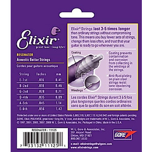Elixir Strings 80/20 Bronze Resonator Acoustic Guitar Strings w POLYWEB Coating (.016-.056)