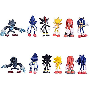 MAKESURE 6 Pcs Toys Figures,The Sonic Action Figures Cake Toppers,Toys Birthday Gift Set (Type B)
