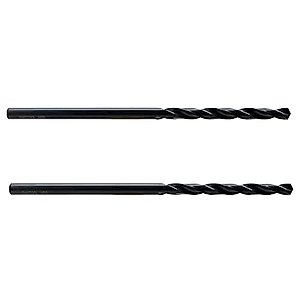 MAXTOOL 3/32"x6" 2pcs Identical Aircraft Extension Drills HSS M2 Extra Long Deep Twist Drill Bits Straight Shank Fully Ground Black; ACF02B06R06P2