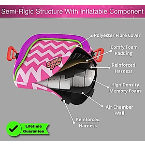 BubbleBum Inflatable Booster Seat - Travel Booster Seat - Car Booster Seat - Hybrid Booster Seat - Portable Booster Seat for Car - Foldable & Narrow Slim Design - Perfect for Kids 4-11yrs old - Pink