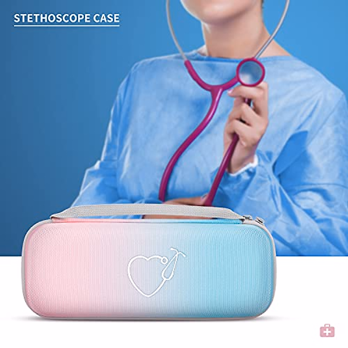 Yinke Case for Stethoscope 3M Littmann Classic III/Lightweight II S.E./Cardiology IV, Nurse Gift Hard Organizer Portable Carry Travel Cover Storage Bag(Gradient)