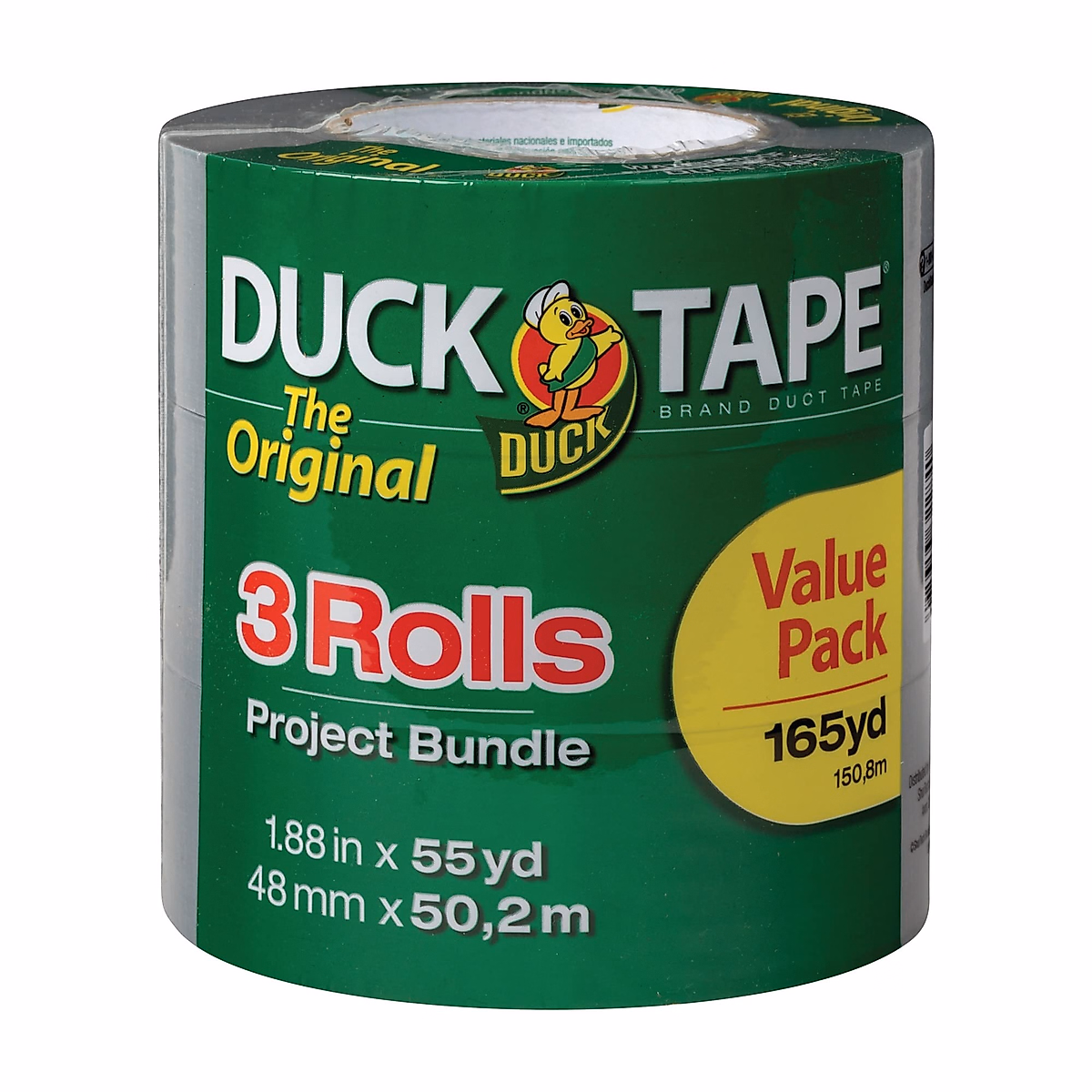 Duck® Duct Tape, 1.88" x 55 Yd., Silver, Pack Of 3 Rolls