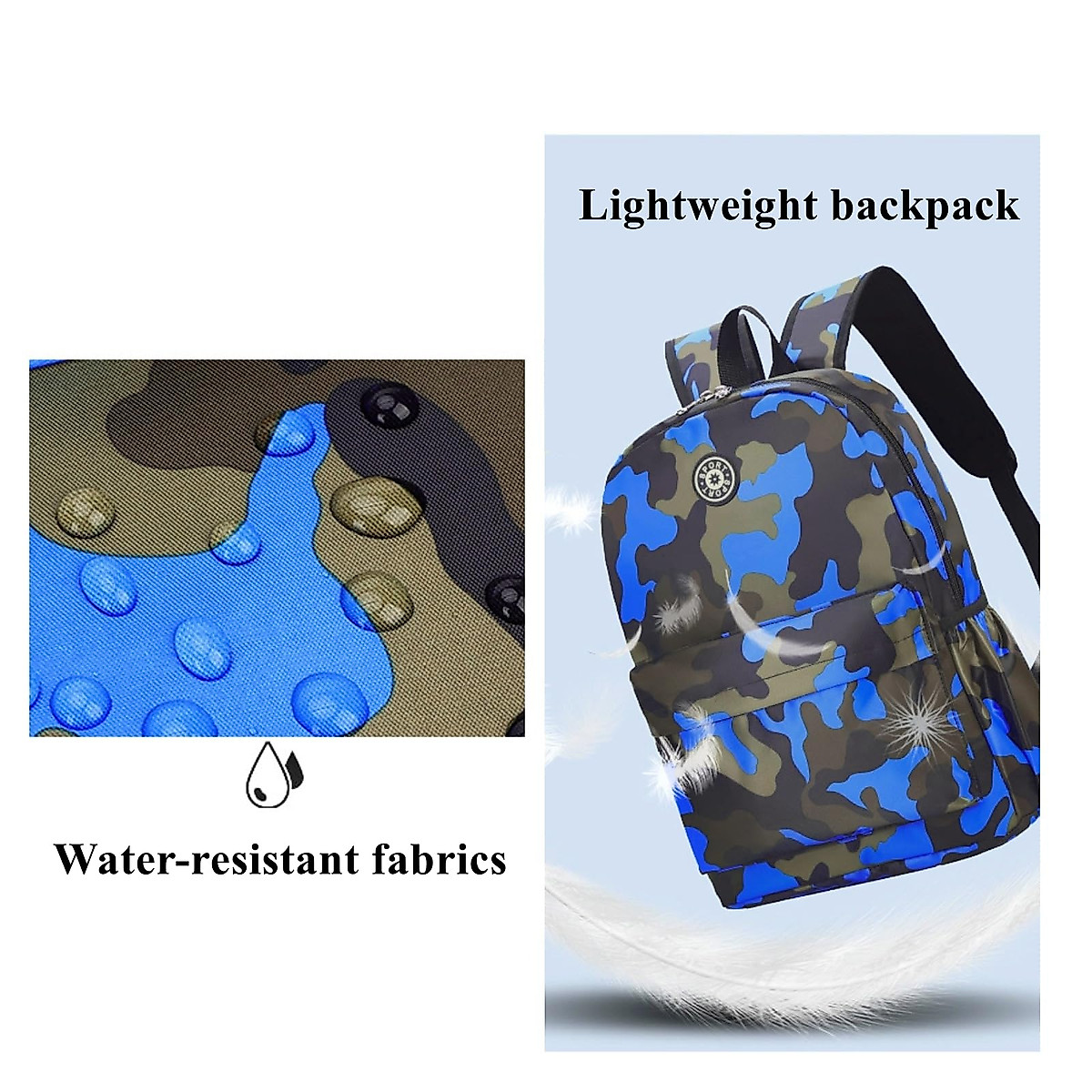 Kids Backpack for Boys Camo Print Elementary School Bag Preschool Daypack Outdoor Kindergarten Bag