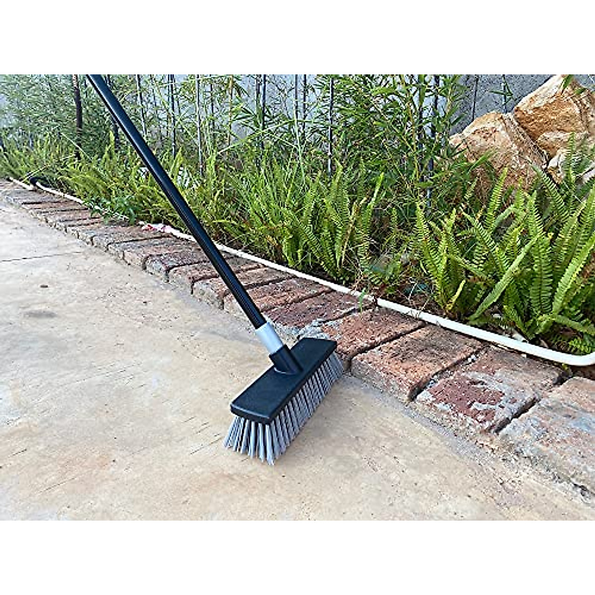 12-Pack Heavy Duty Stiff Bristle Push Brooms Bulk with Telescopic Handle - Ideal for Schools, Warehouses, and Factories
