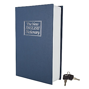 Book Safe with Key – Portable New English Dictionary Hidden Mini Safe Great for Traveling, Storing Money, Jewelry, and Passports by Stalwart (Blue)