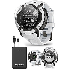 Garmin Instinct 2 Solar Tactical (Black) Rugged GPS Smartwatch Bundle - Multi-Band GNSS, 24/7 Health Monitoring, Smart Notifications with PlayBetter Portable Charger & Screen Protectors