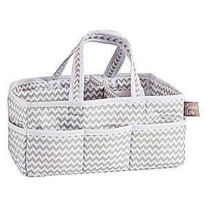 Trend Lab Dove Gray Chevron Storage Caddy Diaper Organizer for Baby Nursery and Changing Table Accessories, 12 in x 6 in x 8 in (Pack of 2)