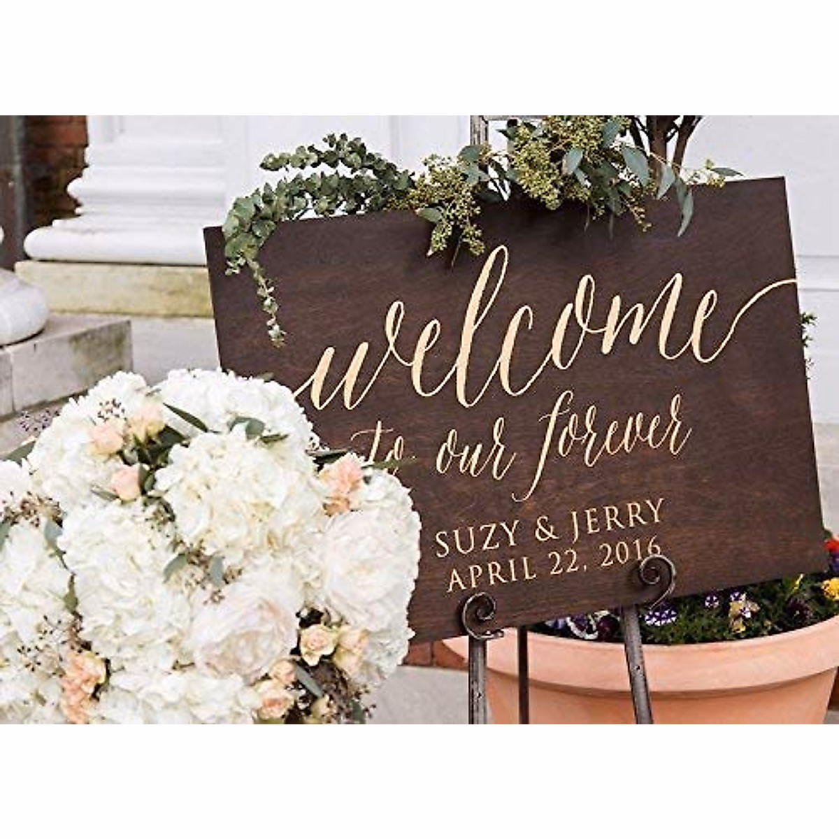Custom Wooden Welcome Sign for Rustic Weddings: Display Date & Couple Name, Personalized Welcome Wedding Sign, Weathered Oak Stain Wood Sign, Wedding & Reception Decorations