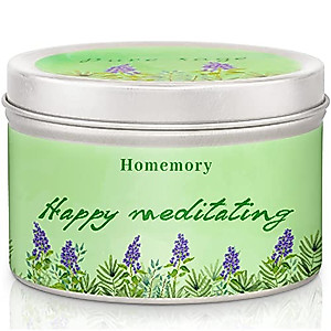 Candles for Home Scented, Sage Candles for Cleansing House, Natural Non-Toxic Soy Candles with Essential Oils, Aromatherapy Candle, Tin Candle for Meditation, Purification and Chakra Healing, 6oz