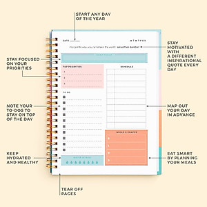Sweetzer & Orange Undated Planner with Meal, Habit and Routine Tracker, Daily To Do List - Weekly and Monthly Goal Agenda Foil Notebook Organizer for 2023, Students, College, Work, ADHD, Fitness, Productivity