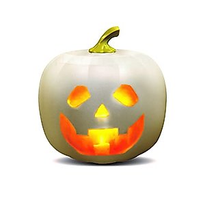 ANIMAT3D Jabberin Jack Talking Animated White Pumpkin with Built in Projector & Speaker Plug'n Play