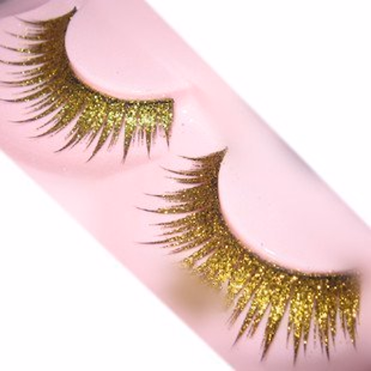 Goege Shiny Long and Thick Exaggerated False Eyelashes Extension for Women Girls Cosplay Fancy Ball Halloween (Gold)