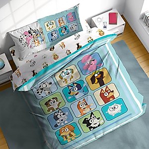 Sunny Side Up Bluey & Friends Full Comforter Set - 7 Piece Kids Bedding Includes Comforter, Sheets & Pillow Cover - Super Soft Microfiber Bed Set