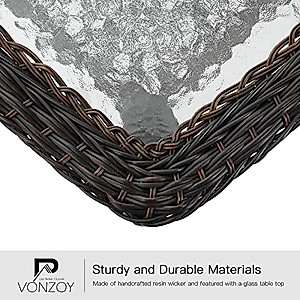 VONZOY 3 Pieces Patio Furniture Set, Outdoor Swivel Glider Rocker, Wicker Patio Bistro Set with Rocking Chair, Thickened Cushions and Table for Porch (Red)