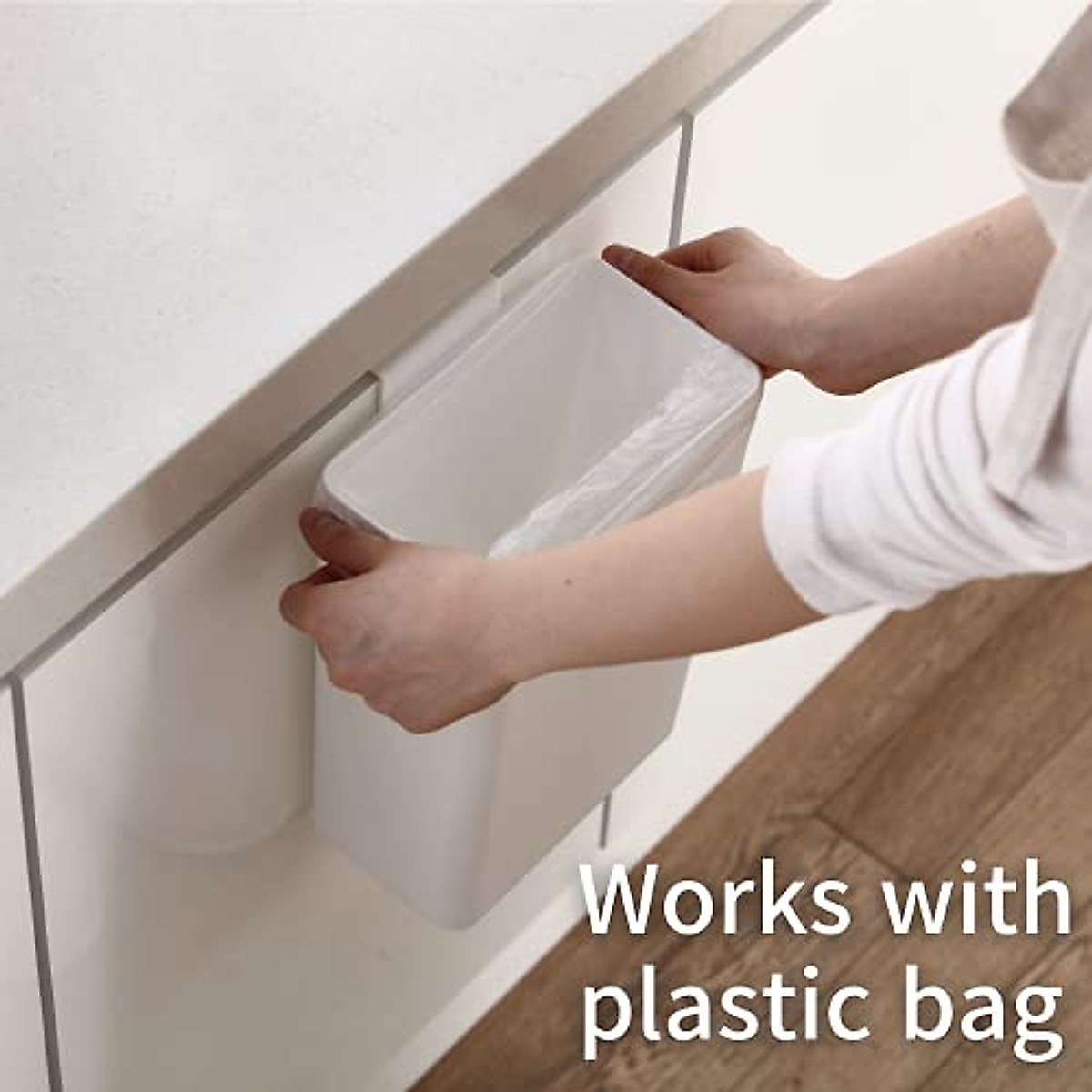 JOE & LEAH Hanging Compost Bin Trash Can - Garbage Compost Bin for Kitchen Cabinet Door Mounted Under Sink RV Bathroom (Ivory)