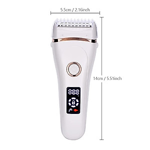 Electric Lady Shaver Bikini Trimmer, Wet & Dry Rechargeable Cordless Painless Electric Razor for Women, LED Display Razor for Legs Underarms (White)