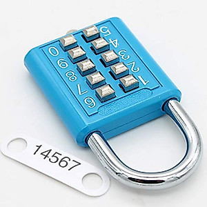 MIONI 10 Position Button Combination Padlock, 5 Position Locking Mechanism, bluexi15:18