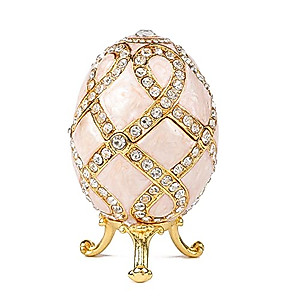 QIFU Vintage Faberge Egg Figurine Trinket Box Hinged, Unique Gift for Family