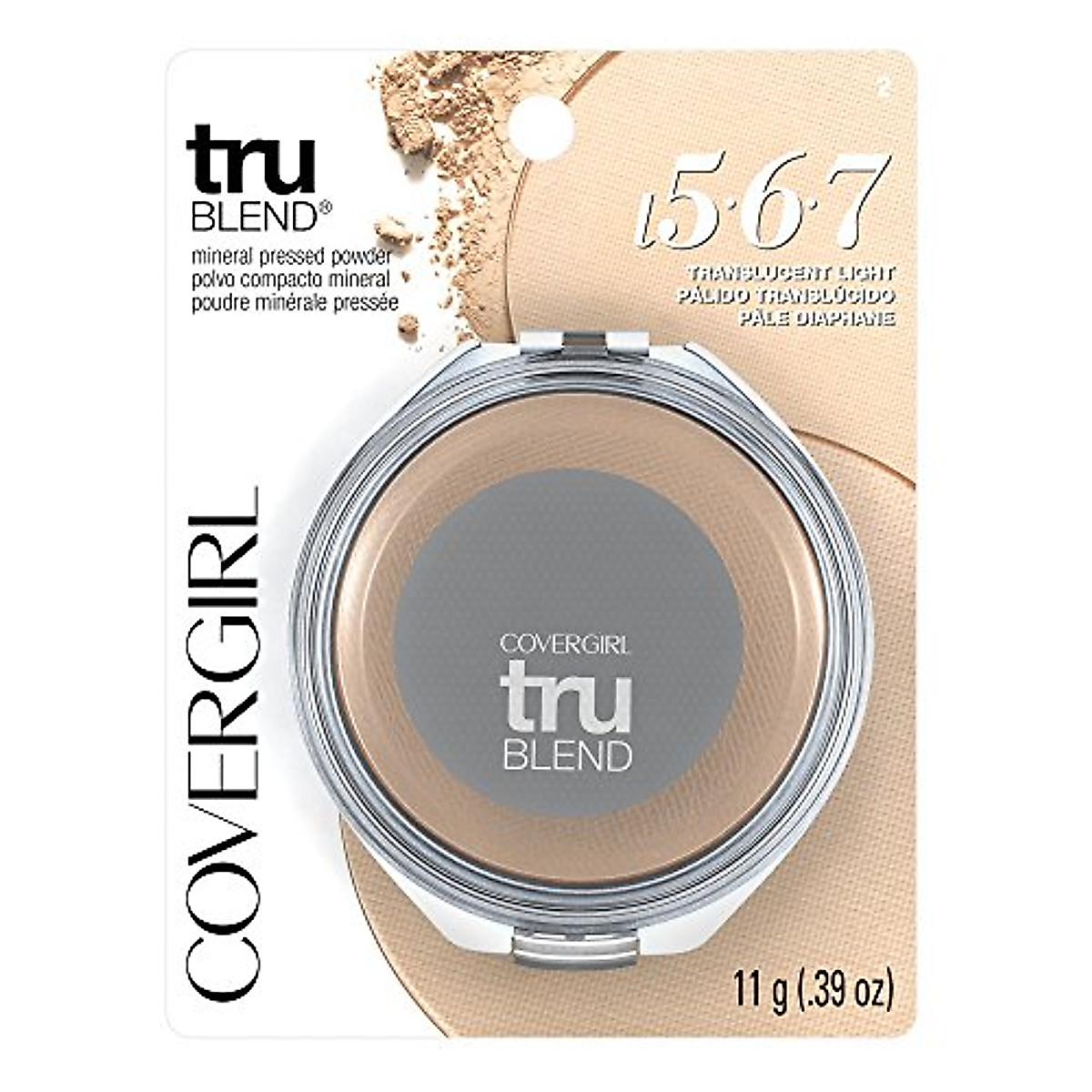 COVERGIRL truBlend Pressed Blendable Powder, Translucent Light L5-7, 0.39 Ounce (Packaging May Vary) Mineral Powder Makeup, Suitable for Sensitive Skin