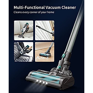 Ultenic U11 Pro Cordless Vacuum Cleaner, 25Kpa Powerful Stick Vacuum with LED Display, Rechargeable Battery, Up to 50min Runtime, Converts to Handheld Vacuum for Hard Floor, Carpet and Pet Hair
