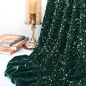 Fabric by The Yard Emerald Green Velvet Fabric Sequin Fabric 36Inch Long Continous Fabric for Sewing Clothes Glitter Fabric Wedding Dress Evening Gown Skirt DIY Linen Fabric Velvet Mermaid Fabric