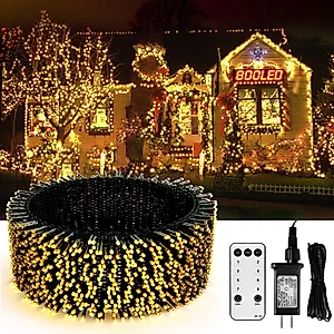 Christmas String Lights Outdoor, 328 FT 800 LED Christmas Tree Lights with 8 Modes and Timer, RF Remote Control Waterproof Warm White Fairy Lights for New Yard Garden Party X-mas