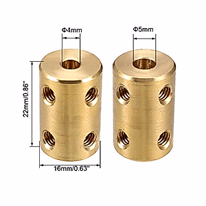 uxcell 4mm to 5mm Bore Rigid Coupling 22mm Length 14mm Diameter Motor Shaft Coupler Connector Copper