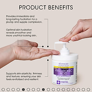 Advanced Clinicals Hyaluronic Acid Body Lotion & Face Moisturizer W/Vitamin E | Hydrating Dry Skin Firming Lotion Minimizes Look Of Wrinkles, Stretch Marks, & Crepey Skin | Skin Care Products, 2pc