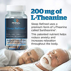 Primal Labs Sleep Refined Time-Release Tablets. Supports Deep, Restful Sleep. Extra Strength Sleep Aid Helps You Fall Asleep & Helps Keep You Asleep. Contains Melatonin, L-Theanine & Venetron