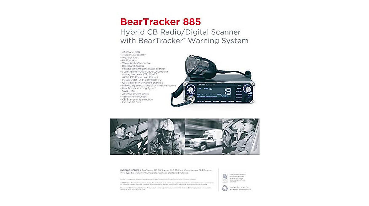 Uniden BEARTRACKER 885 CB Radio & Digital Scanner - Emergency Alerts