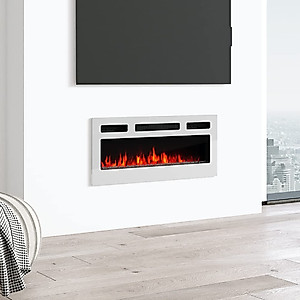 31.5" Electric Fireplace Recessed Wall Mounted Heater, 1500W/5100BTU (White)