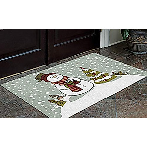 Brumlow MILLS Snowman Washable Festive Christmas Snow Scene Indoor or Outdoor Holiday Area Rug for Living or Dining Room, Bedroom Carpet and Kitchen Runner Rug, 30" x 46", Snow Christmas Tree