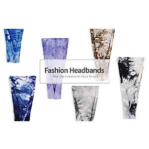 Huachi Headbands for Women Athletic Sweat Bands Tie Dye, Boho Head Bands for Workout Running Yoga Sports, Wide Turban Head Wrap for Thick Fine Hair Fashion Summer Hair Accessories, 6 Pack