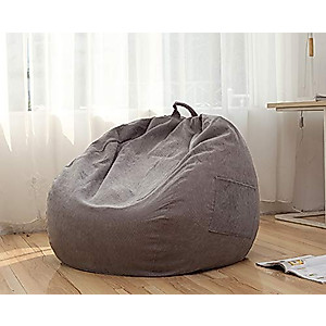 SANMADROLA Stuffed Animal Storage Bean Bag Chair Cover (No Filler) for Kids and Adults.Soft Premium Corduroy Stuffable Beanbag for Organizing Children Plush Toys or Memory Foam Extra Large 300L (Grey)