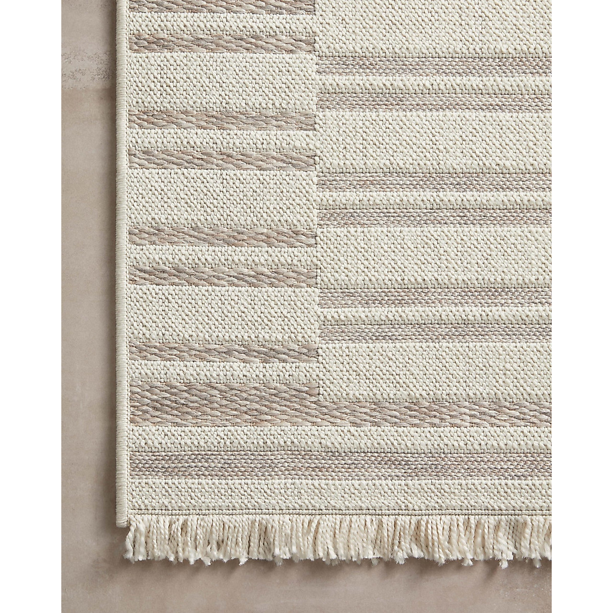 Loloi Amber Lewis x Loloi Malibu Collection MAB-03 Tan / Ivory, 8'-10" x 12'-2", Indoor/Outdoor, Area Rug