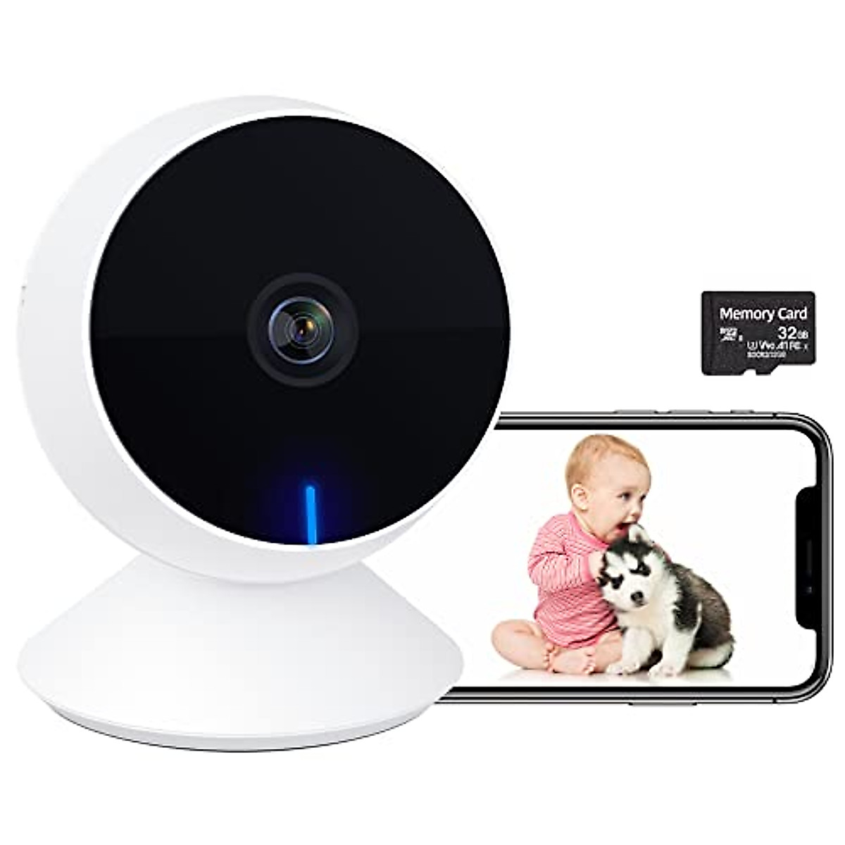 LAXIHUB WiFi Pet Camera Indoor Home Security IP Camera for Dogs/Cats Baby Monitor Room Camera with App 1080P FHD, Night Vision, Two-Way Audio, Motion Detection, Work with Alexa