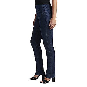 JAG Jeans Women's Petite Peri Mid Rise Straight Leg Pull-on Jeans, Ink Au419, 8 Petite