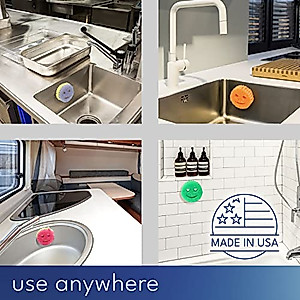 Storage Theory Suction Cup Sponge Holder - White Bathroom and Kitchen Sink Organizer for Round Sponges - No Sponges Included - 1 Pack