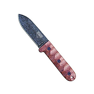 ESEE PR4 Fixed Blade Survival Knife, Black Oxide Finish, Leather Sheath