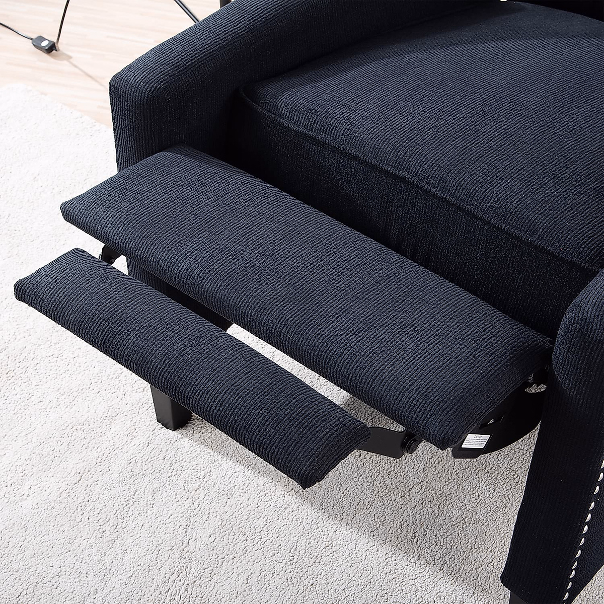 Black Fabric Recliner Chair for Adults Accent Wingback Chair Mid-Century Modern Recliner Tufted Chairs Living Room Armchair for Bedrooms Reading Recliner 27" Wide