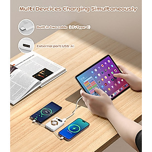 TTVCER Portable Charger 10000mAh, 22.5W USB C Small Cute Power Bank Fast Charging Compact Battery Pack with Built in 2 Cables and Precise led Digital Display,Compatible with iPhone,Tablet,Samsung