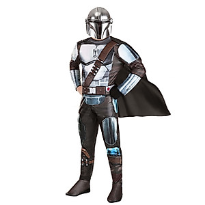 Jazwares STAR WARS Deluxe Adult Mandalorian Costume, Mens Halloween Costume - Officially Licensed 2X