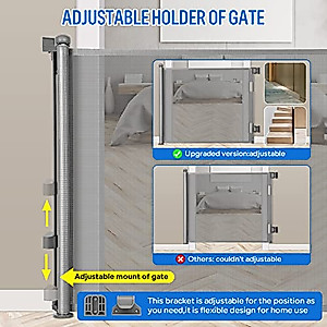 Retractable Baby Gate, Extra Wide Safety Kids or Pets Gate, 33” Tall, Extends to 55” Wide, Mesh Safety Dog Gate for Stairs, Indoor, Outdoor, Doorways, Hallways, Easy to Wipe(Grey)