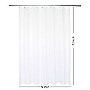 Barossa Design Waterproof Fabric Shower Curtain Liner Microfiber 70" W x 72" H - Hotel Quality, Machine Washable, White Shower Liner for Bath Tub, 70x72 Inches